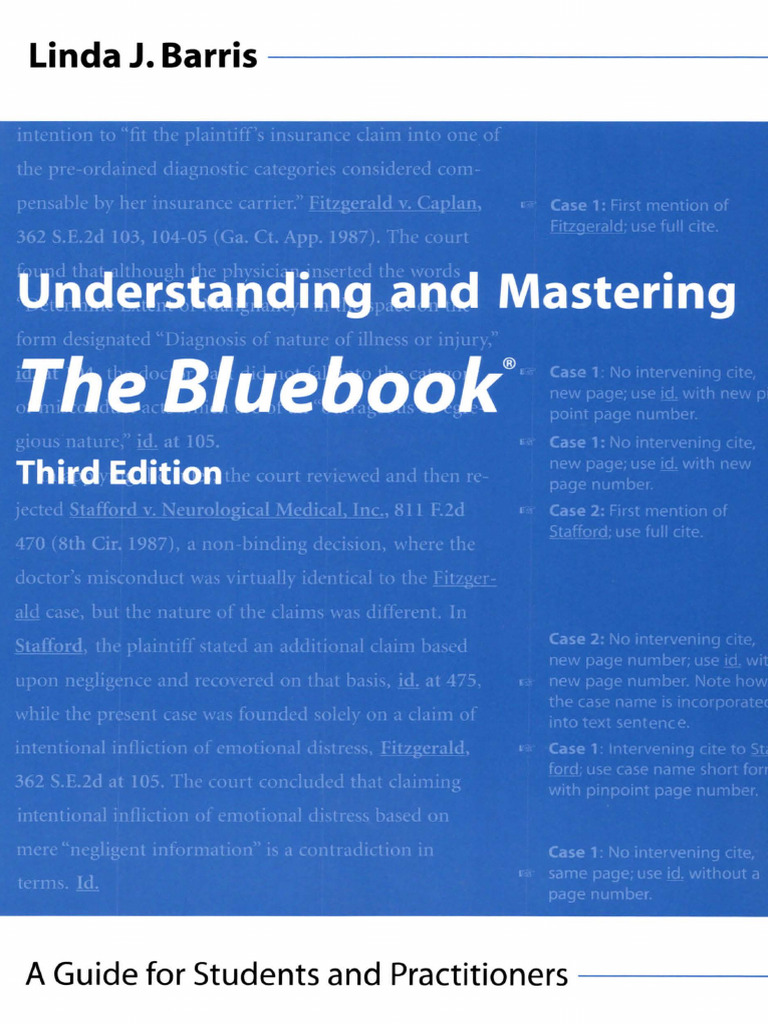 Understanding and Mastering The Bluebook by Linda J. Barris | PDF | Sources | Publishing