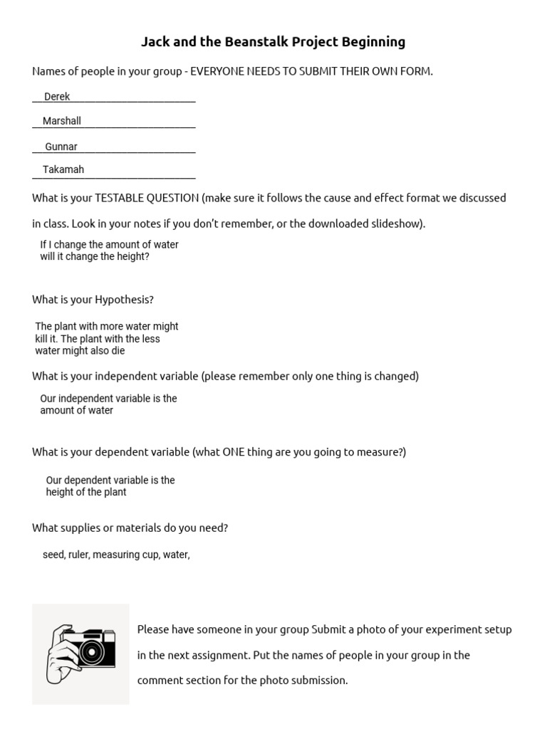 Jack and The Beanstalk Project Beginning (Gunnar) | PDF