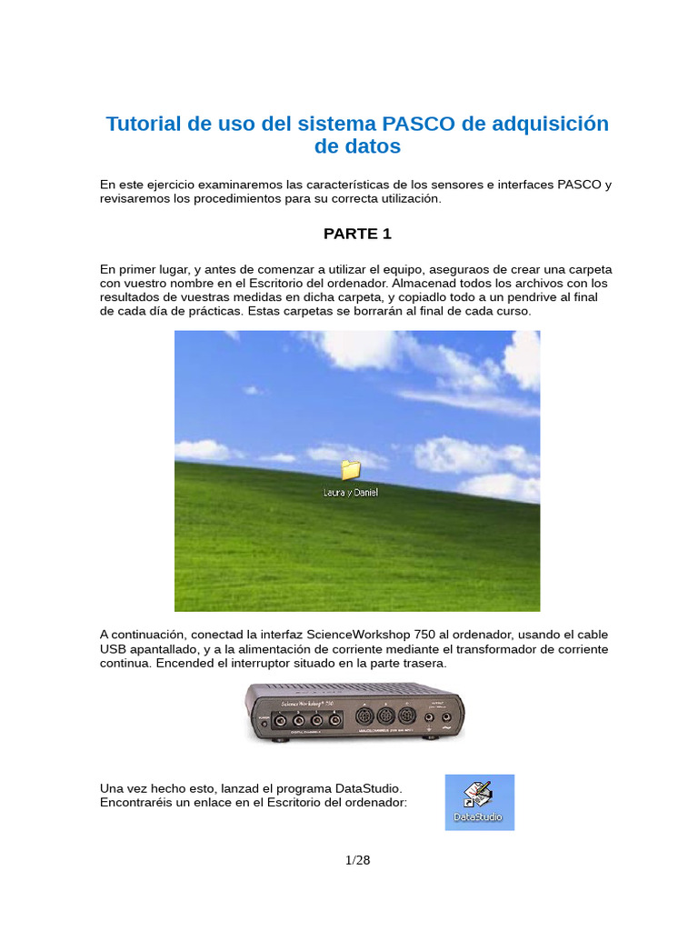 Guía de Uso del Sistema PASCO | PDF | Oscilación | Sensor