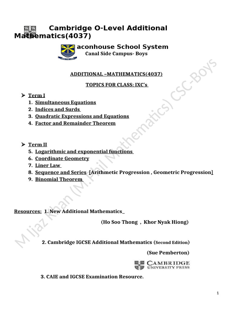 Additional Mathematics Notes | PDF | Equations | Mathematics