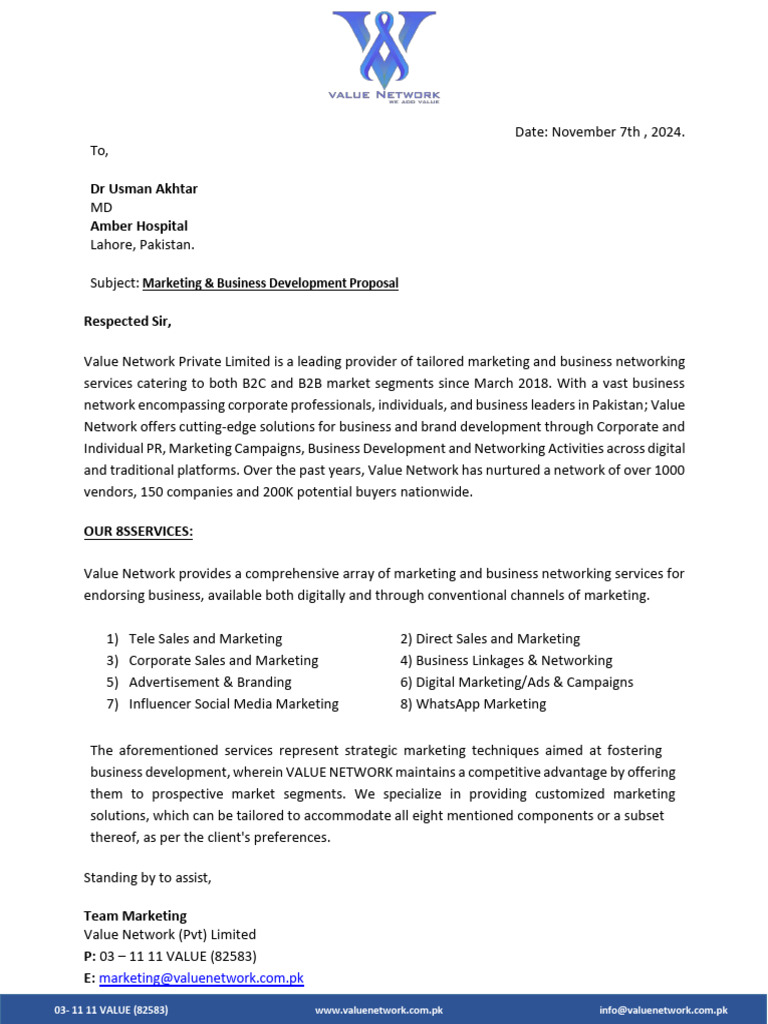 Amber Hospital Proposal by Value Network | PDF | Marketing | Payments