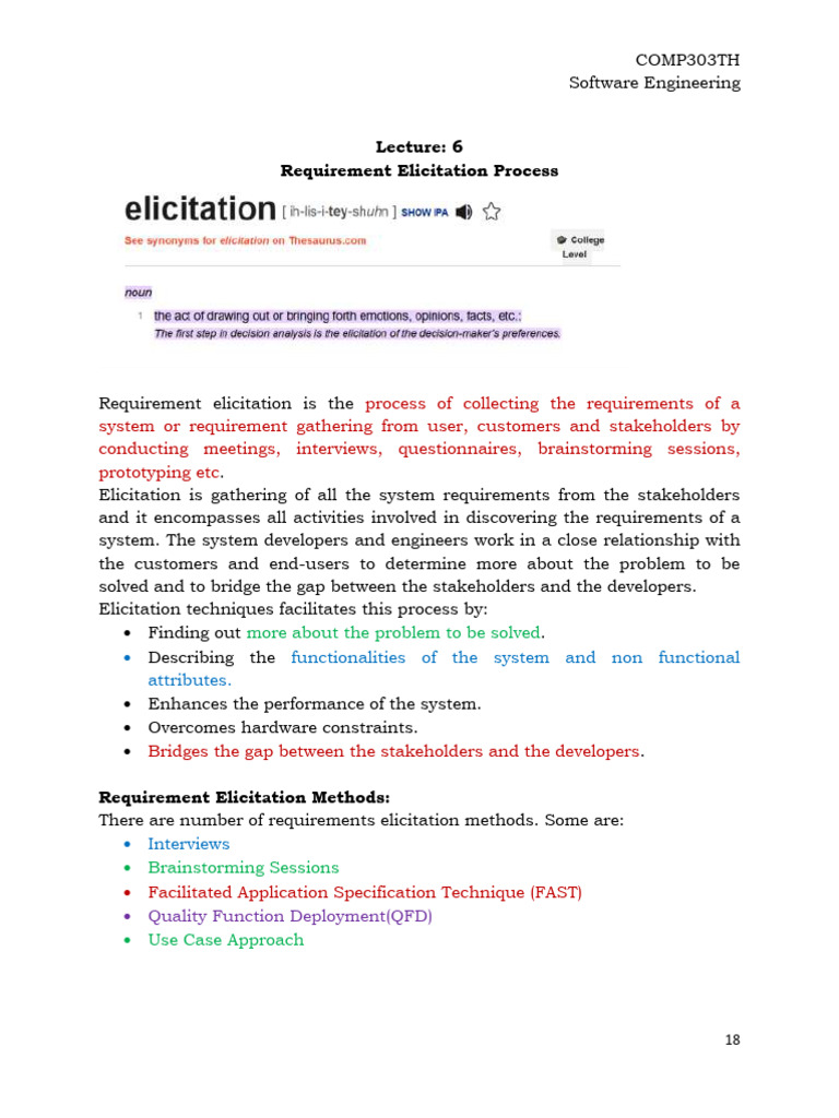 Lecture 6 Requirement Elicitation Process | PDF | Use Case | Systems Engineering
