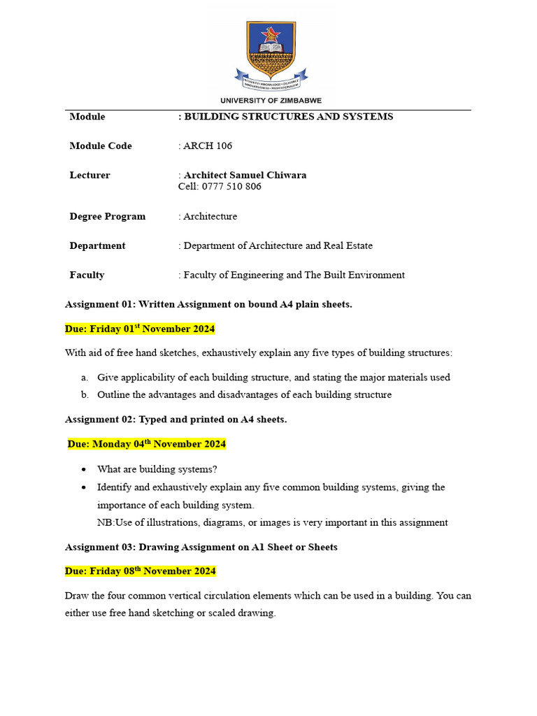 ARCH106 Assignments | PDF