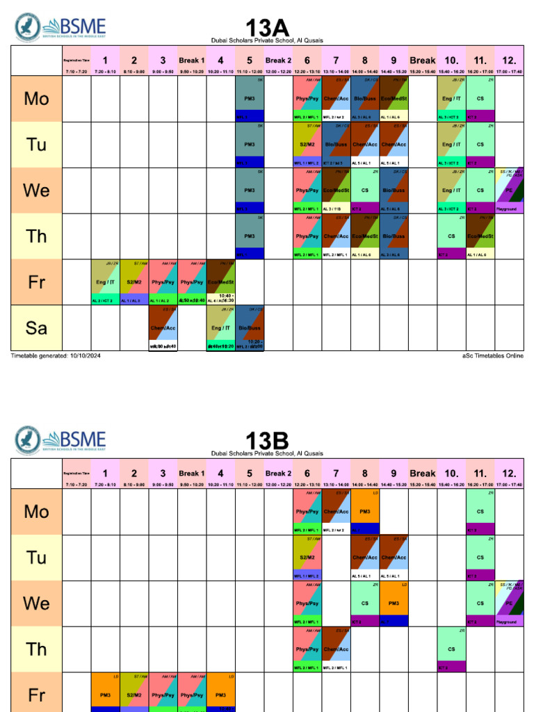 Y13 Week 6 Timetable. | PDF