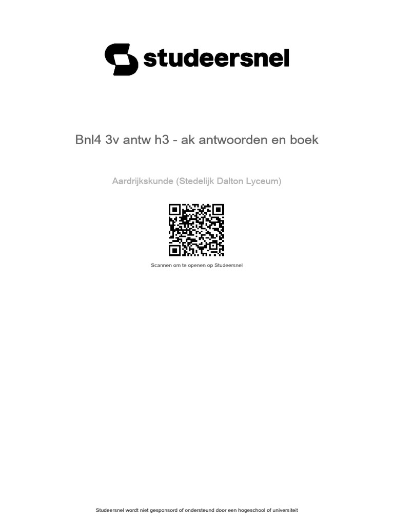 bnl4 3v Antw h3 Ak Antwoorden en Boek | PDF