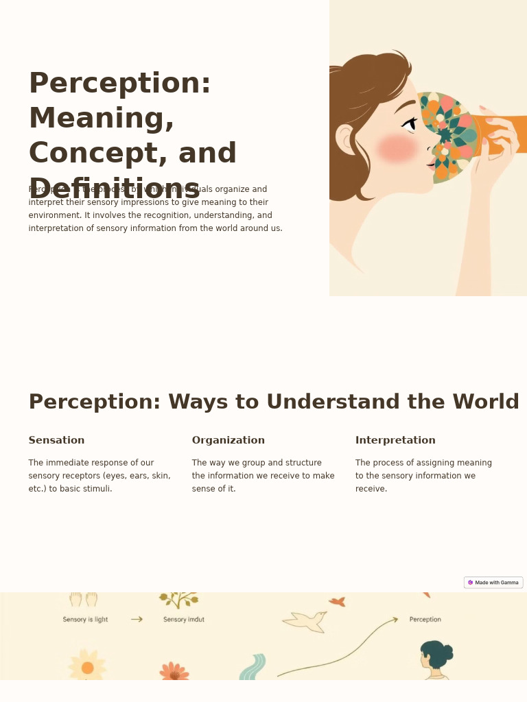 Perception Meaning Concept and Definitions | PDF | Perception | Senses