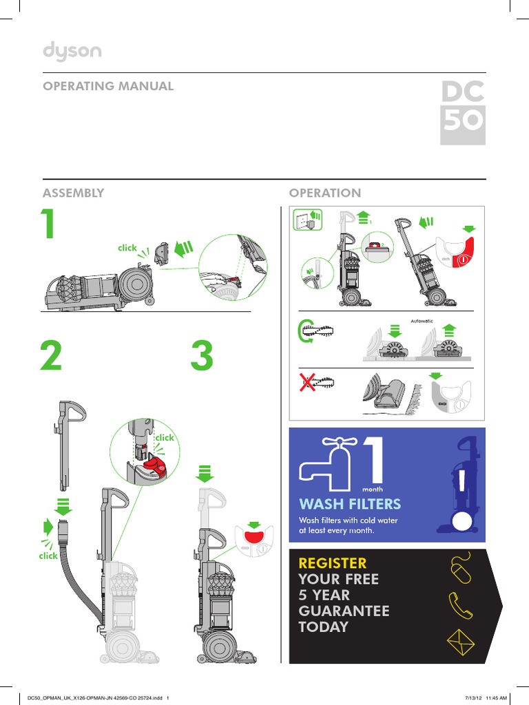 Dyson DC50 Operating Manual | PDF | Vacuum Cleaner