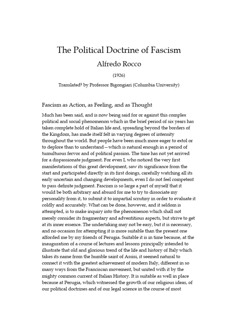 Doutrina Política Do Fascismo | PDF | Fascism | Liberalism