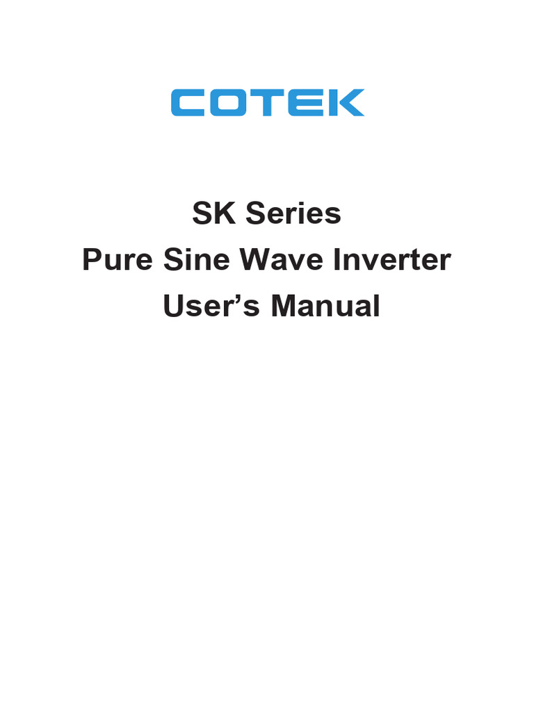 Cotek-SK Series Specifications (Sk1500-124) 2010 | PDF | Power Inverter | Manufactured Goods