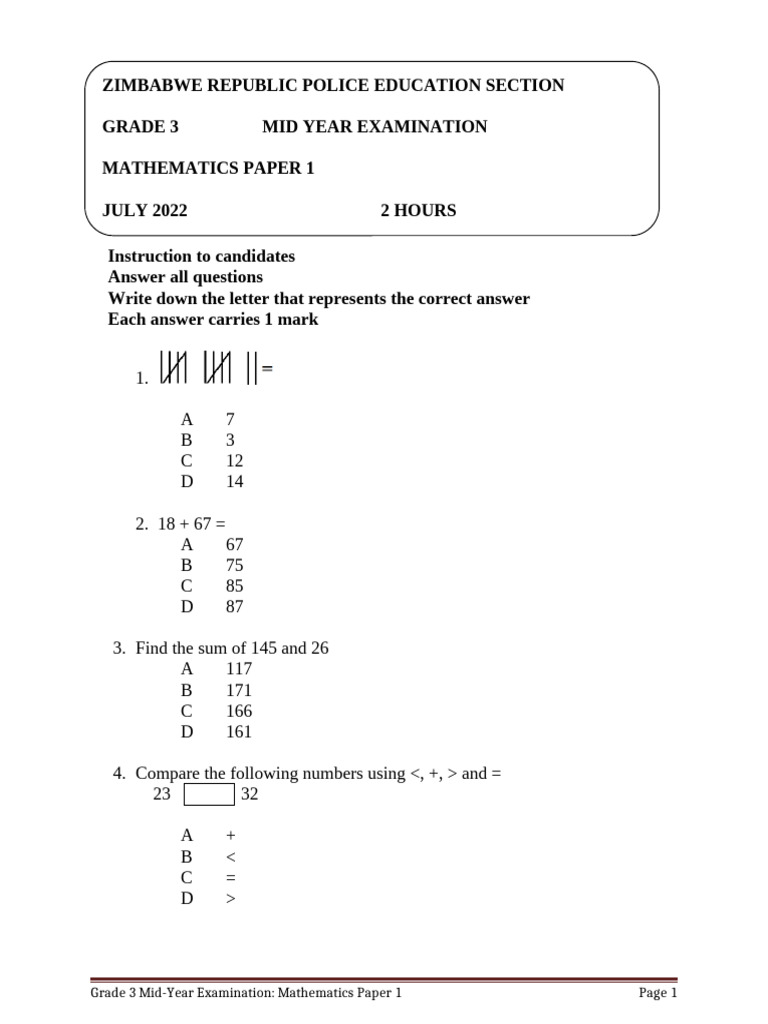 Grade 3 Mathematics Paper 1 | PDF | Euclidean Geometry | Mathematics