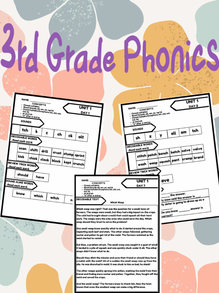 3rdGradeLevel3PhonicsDailyPracticeInterventionSmallGroupUnit1FREEBIE 1 ...