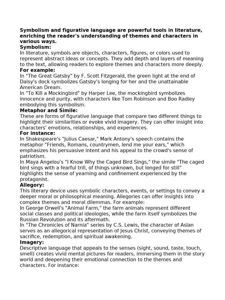 Symbolism and Figurative Language | PDF