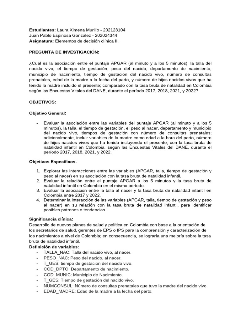 Primera Entrega Proyecto Pdf Colombia