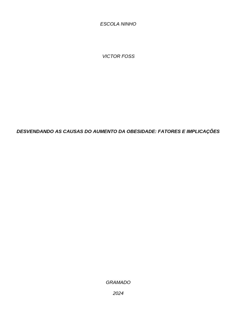 TCC Sobre Obesidade-1 | PDF | Obesidade | Gordura