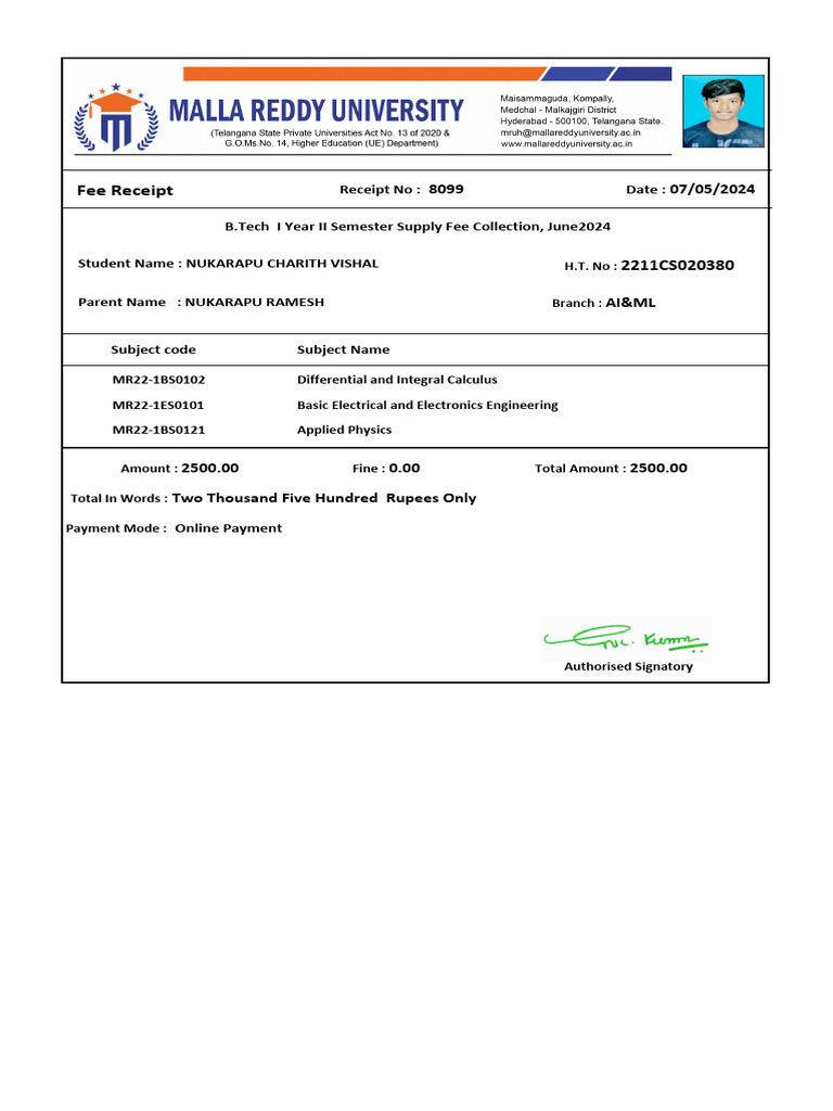 Student Exam Fee Receipt Report | PDF | Technology & Engineering