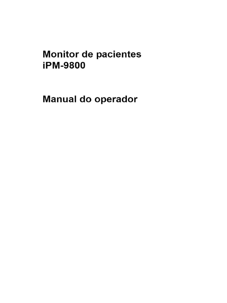 Mindray - IPM 9800 Manual de Operação | PDF