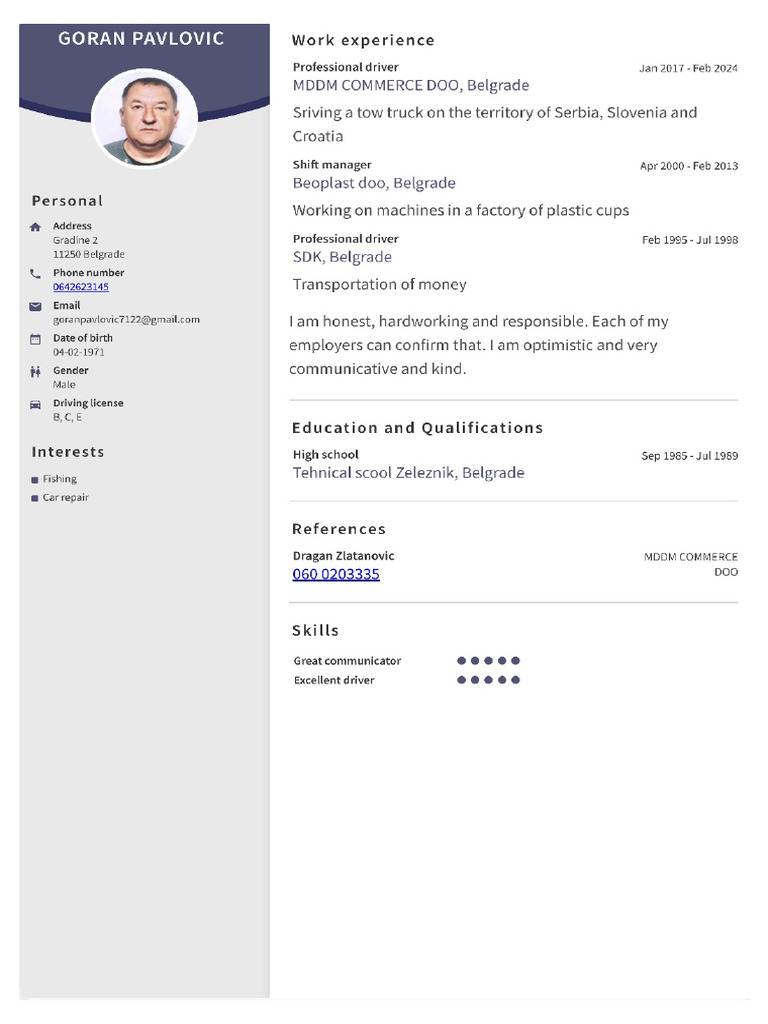 CV Goran Pavlovic | PDF