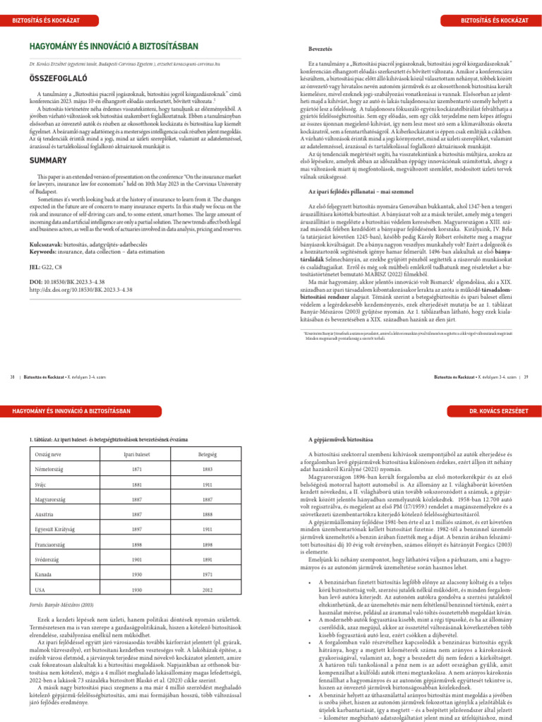 Biztositas Es Kockazat 10 Evf 3 4 Szam 4 Cikk | PDF