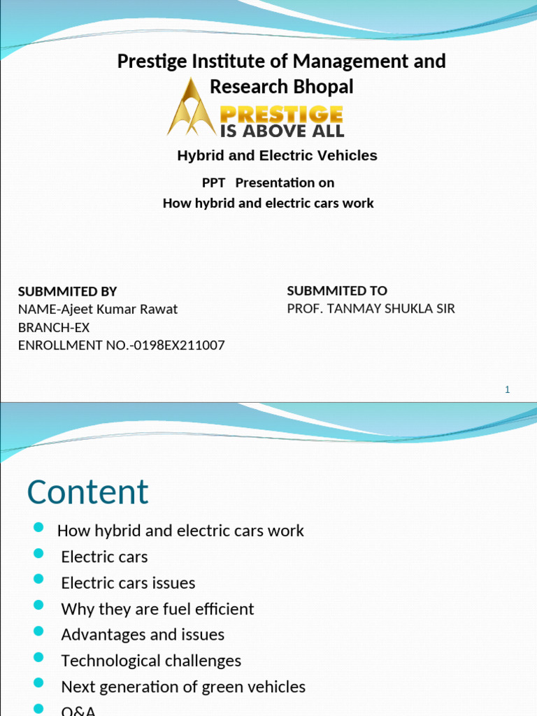 Hev PPT 2 Elecric Car | PDF | Hybrid Vehicle | Electric Car