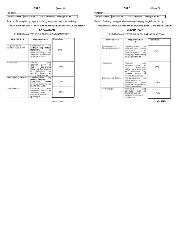 Esp 9 Esp 9: (Week 8) (Week 8) | PDF