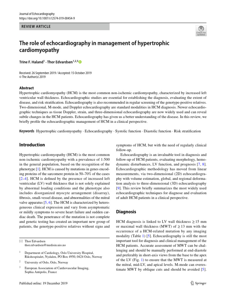 The Role of Echocardiography in Management of Hype | PDF | Echocardiography | Diastole