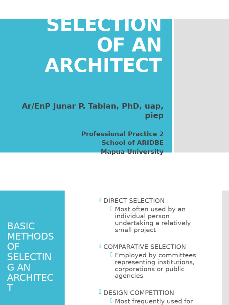 2 - Selection of An Architect | PDF | Architect | Business