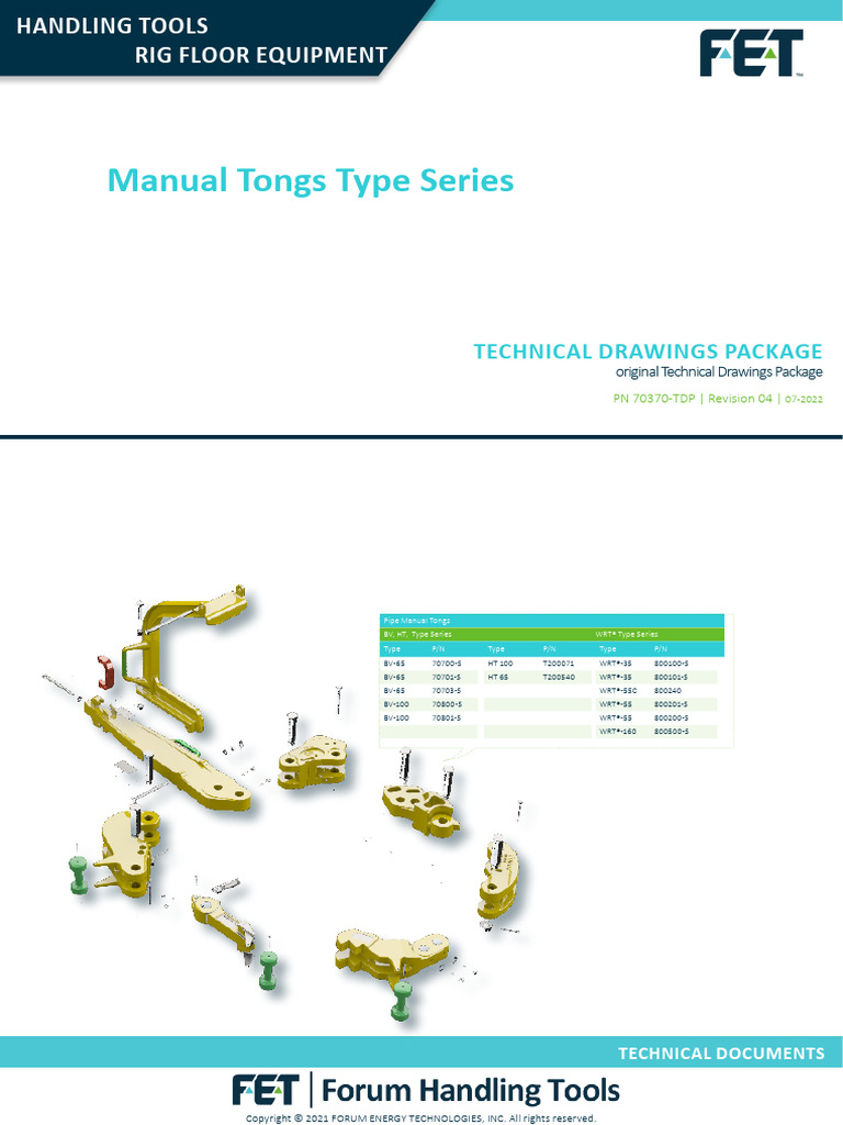 TDP - Manual - Tongs - Rev - 04 - en - Valid From SN 205401 | PDF | Nut ...