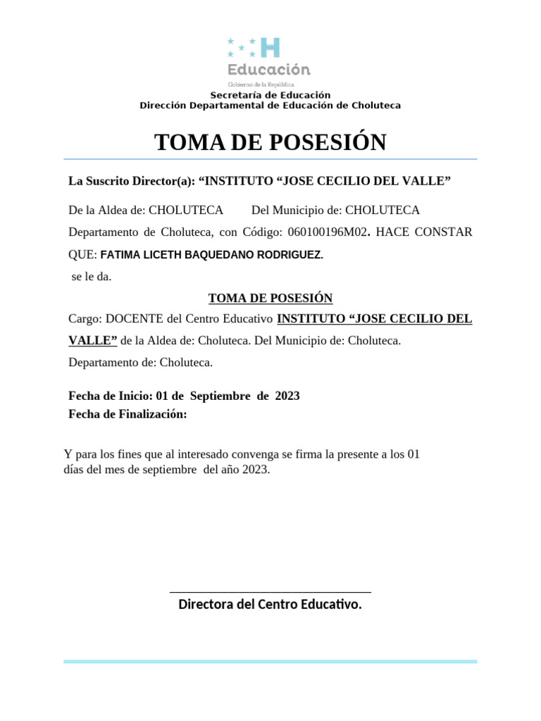 Toma de Posesion | PDF