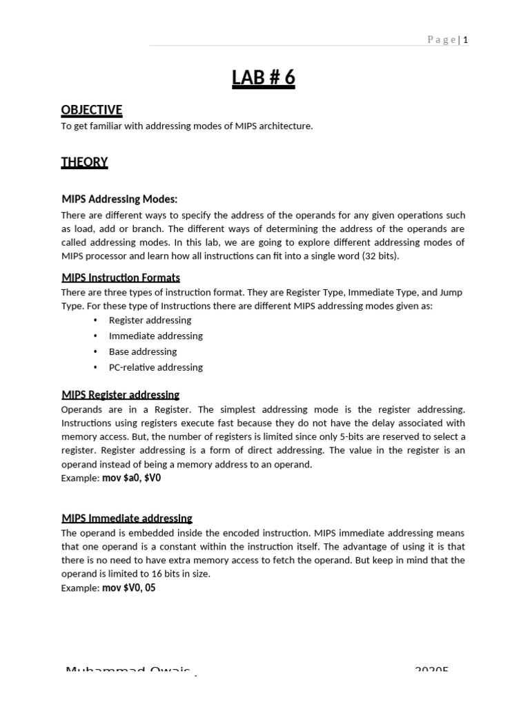 Lab#6 Completed | PDF | Digital Electronics | Central Processing Unit