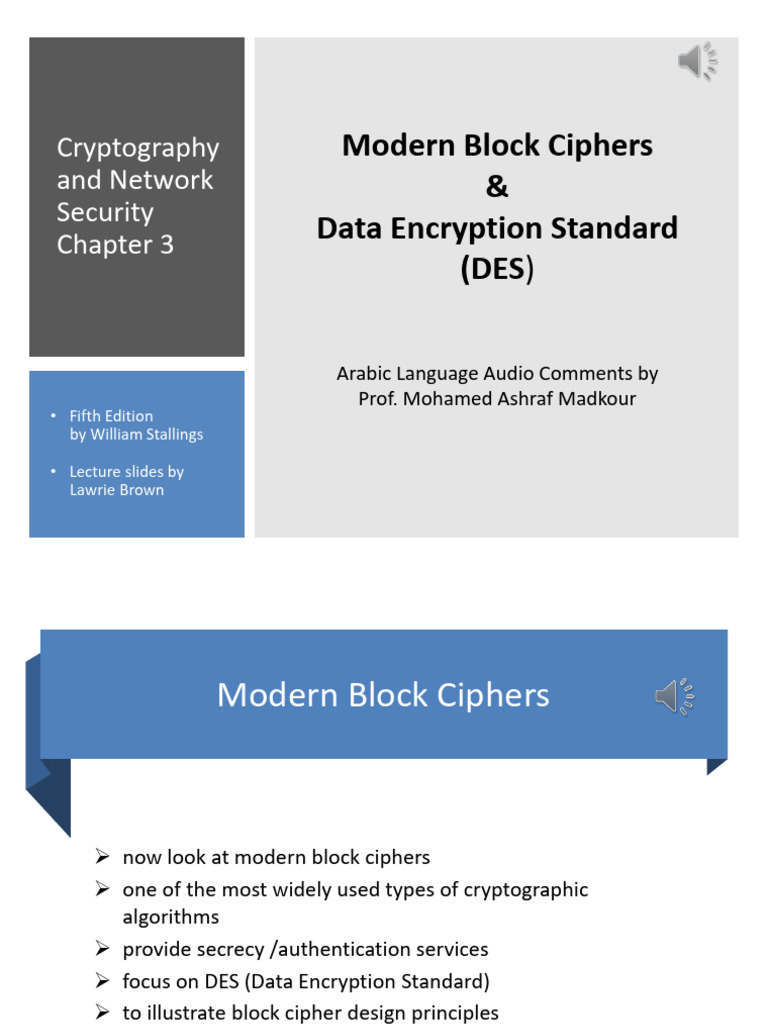 SEC 422ass CH 3 DES - Audio | PDF | Cipher | Cryptography