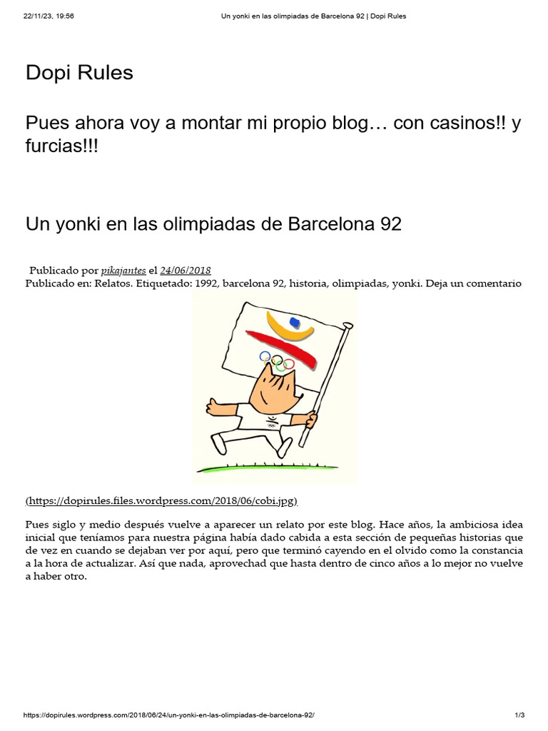 Un Yonki en Las Olimpiadas de Barcelona 92 - Dopi Rules | PDF | Poesía ...