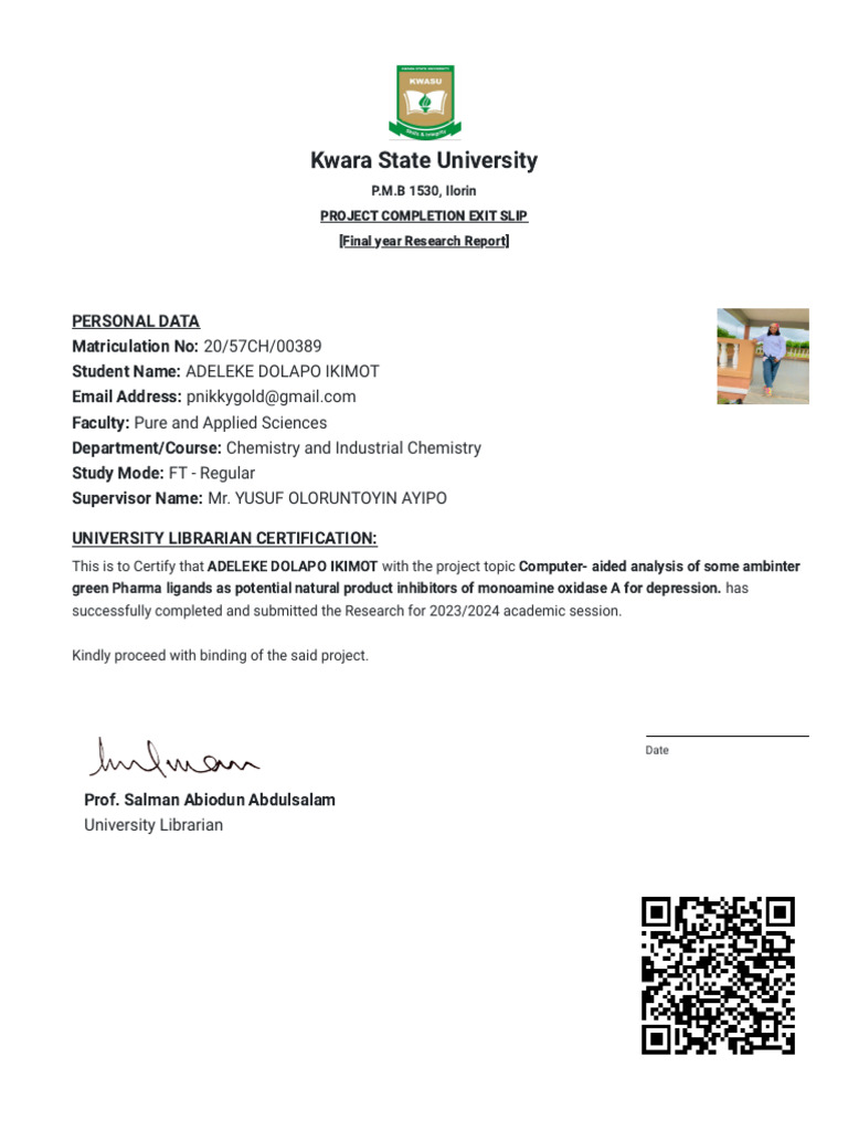 KWASU Project Completion Report 2023 | PDF