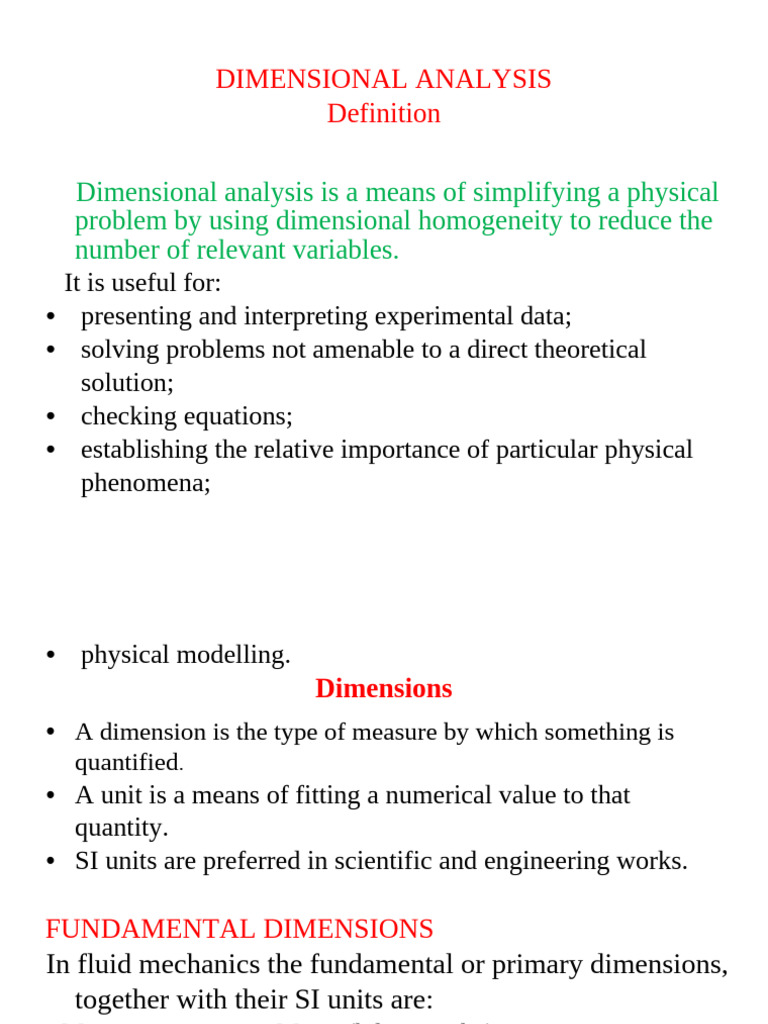 Fluid MechanicsDimensional Analysis | PDF | International System Of ...