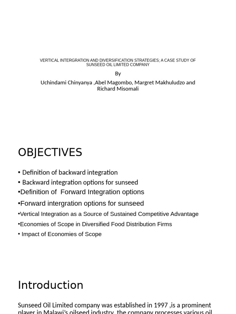 Vertical Intergration and Diversification Strategies | PDF ...