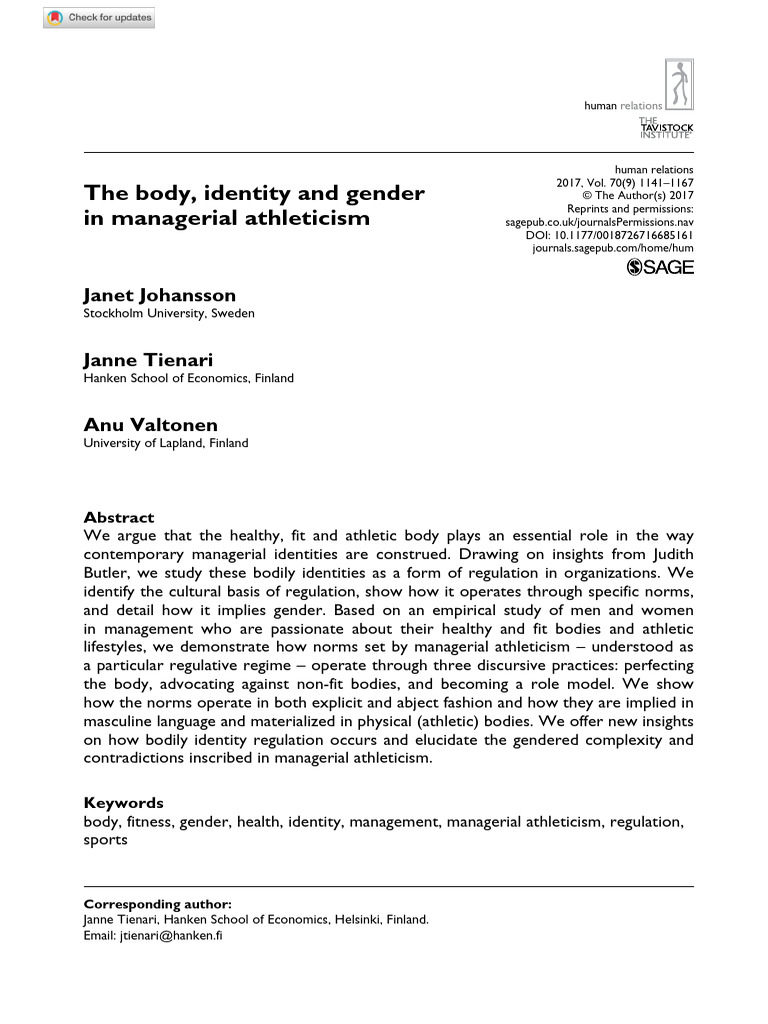 BODY - Managerial Athleticism (Body, Id, Gender) 2017 | PDF | Gender ...