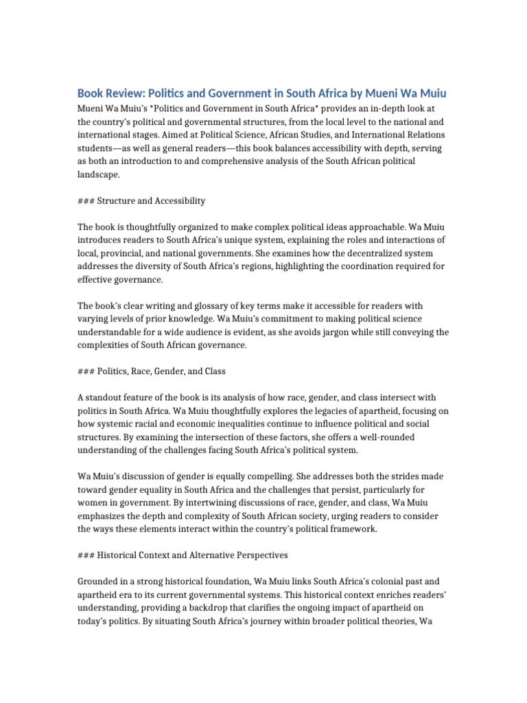 South African Politics: A Comprehensive Review | PDF | Race (Human ...