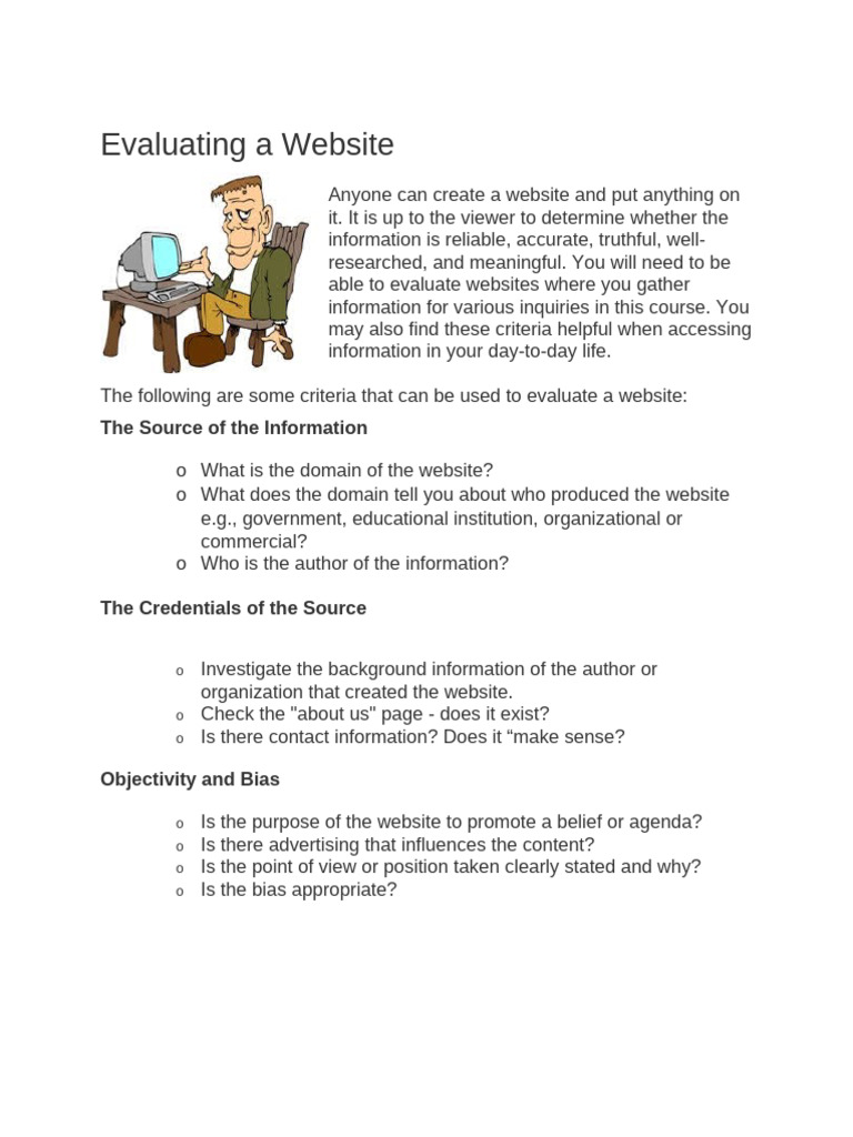 Evaluating a Website | PDF | Information | Bias