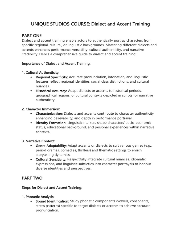 Dialect and Accent Training for Actors | PDF | Stress (Linguistics ...