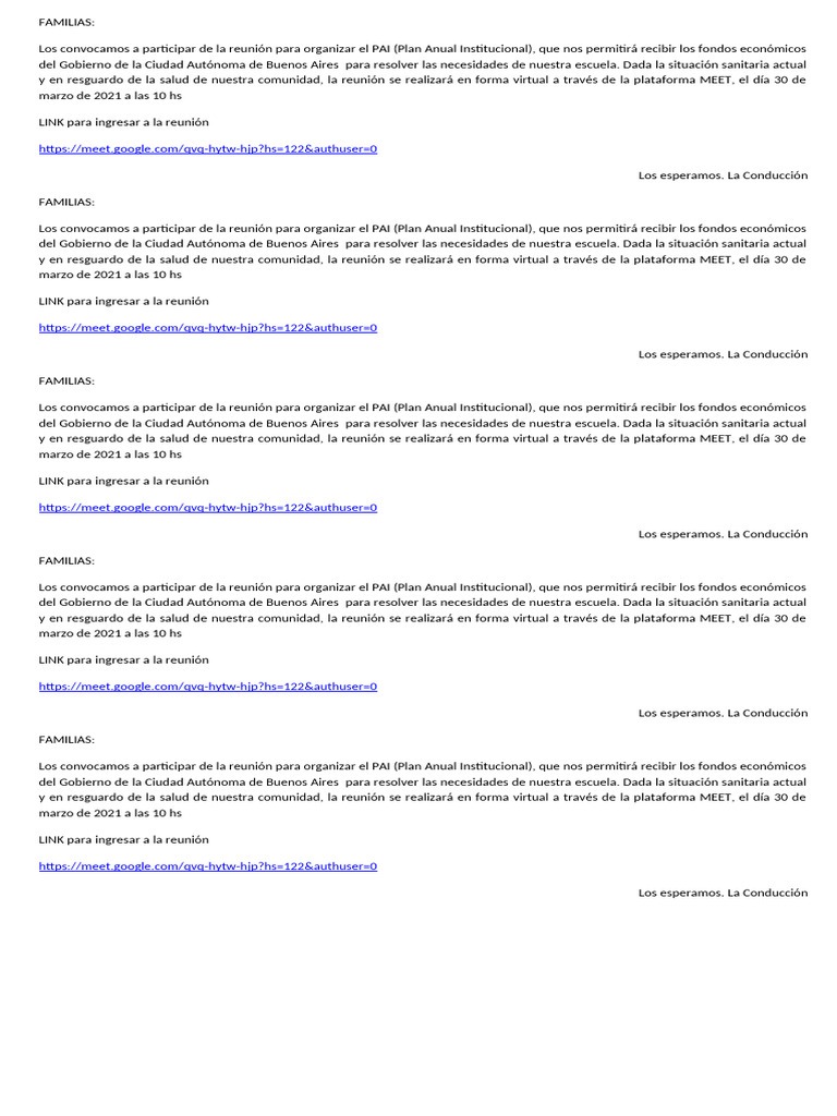Reunión Virtual PAI 30 Marzo 2021 | PDF