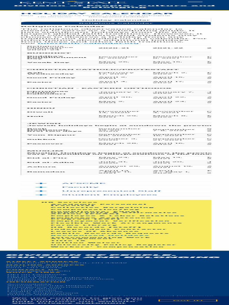Kent State Holiday Calendar 2025 | PDF | Holidays | Calendar