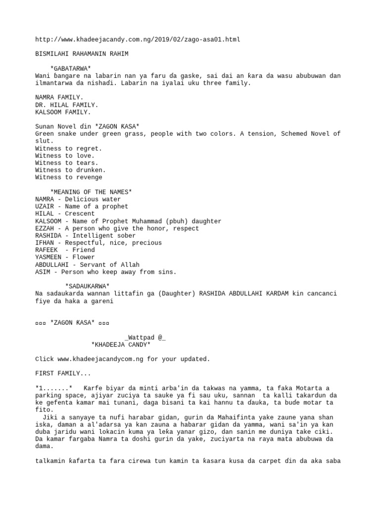 ZAGON ƘASA by Khadeeja Candy - 1 | PDF