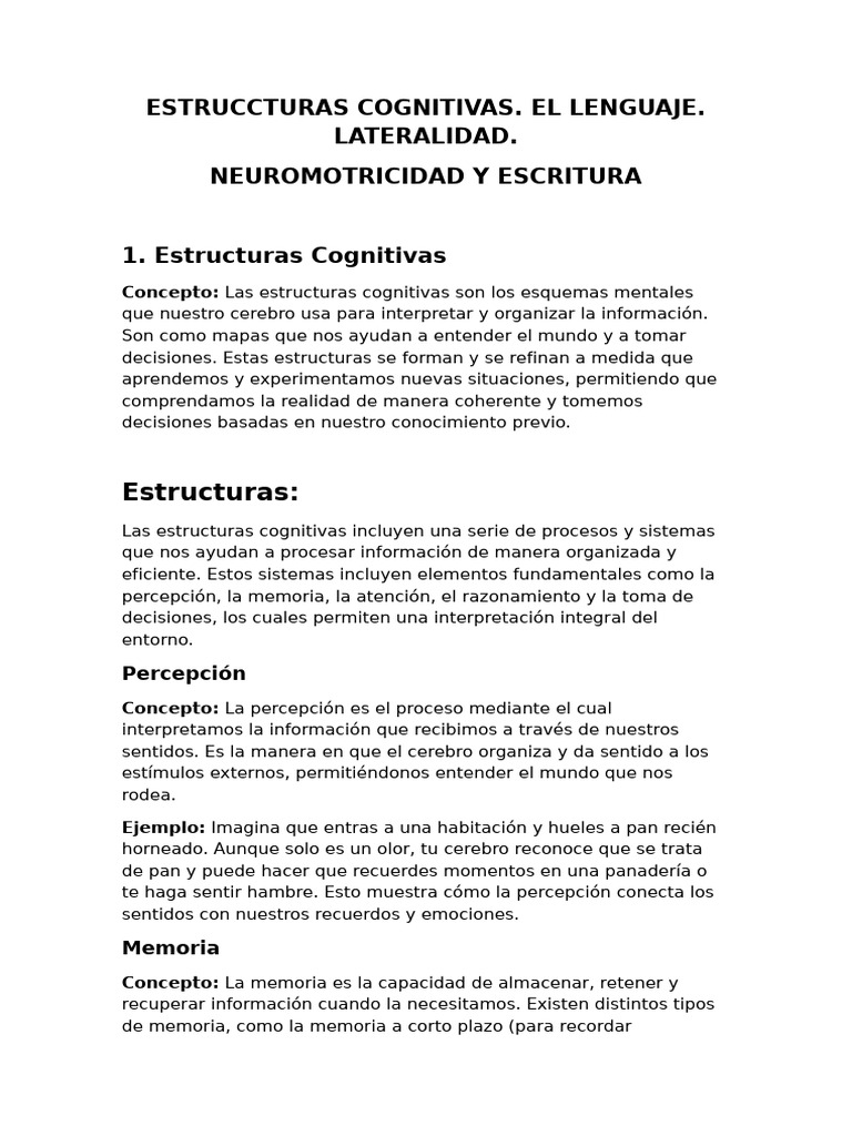Estructuras Cognitivas y Lenguaje | PDF | Memoria | Aprendizaje