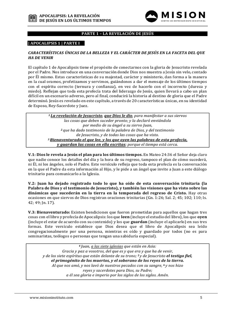 Clase 2 - Apocalipsis Cap.1 Nuevo | PDF | Jesús | Libro de revelación