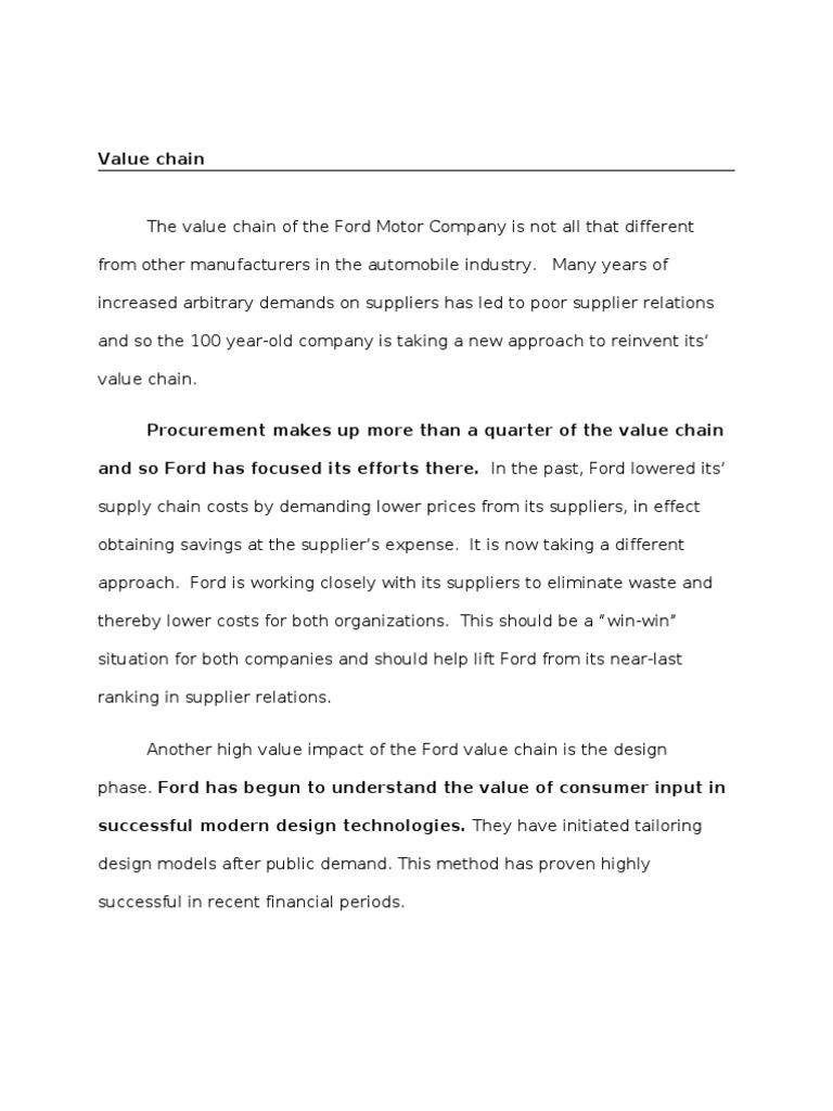 Ford Value Chain | PDF | Customer Relationship Management | Supply Chain