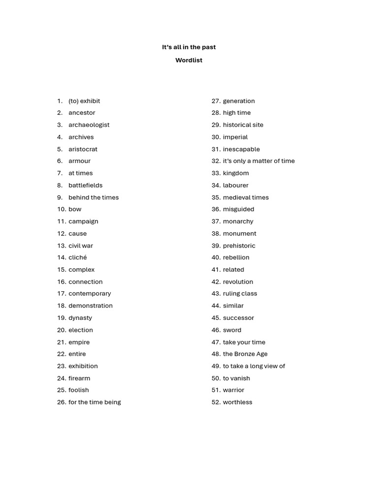 Historical Wordlist Overview | PDF