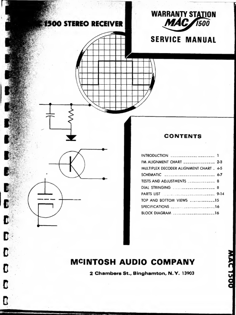 MAC1500 Service Manual Text | PDF | Amplifier | Frequency Modulation