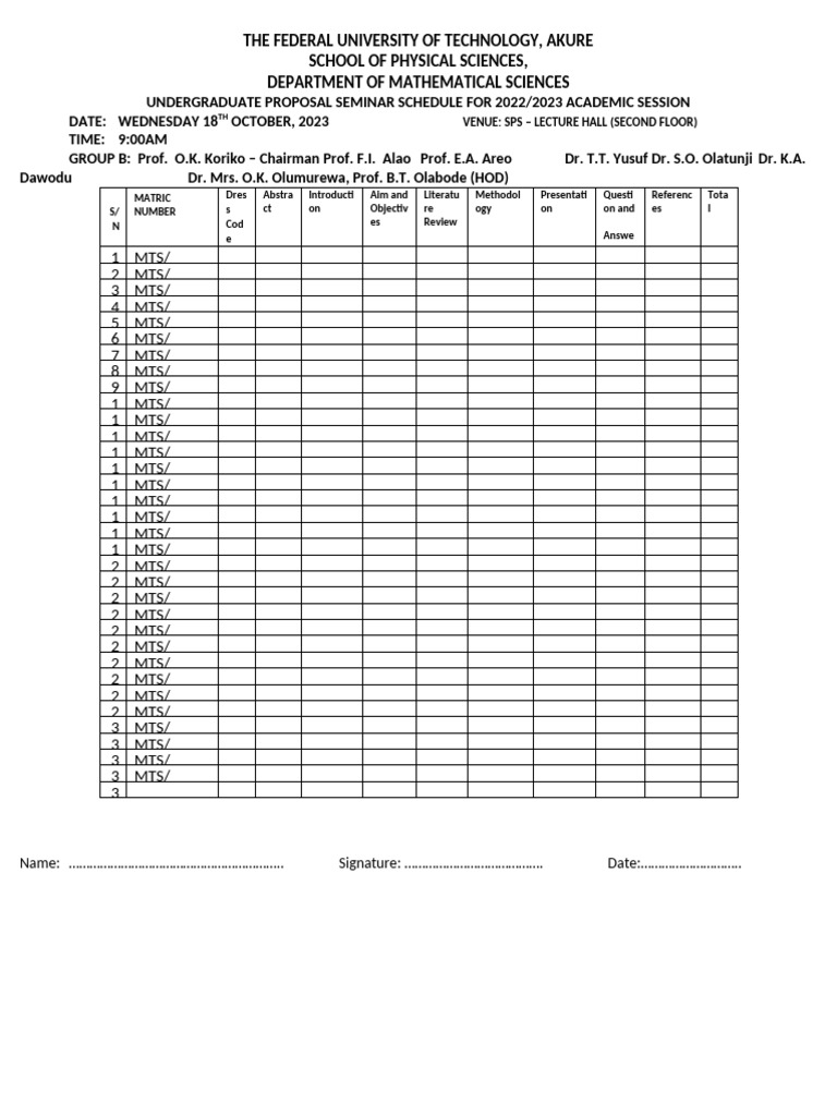 2022/2023 Seminar Schedule: Math Sciences | PDF