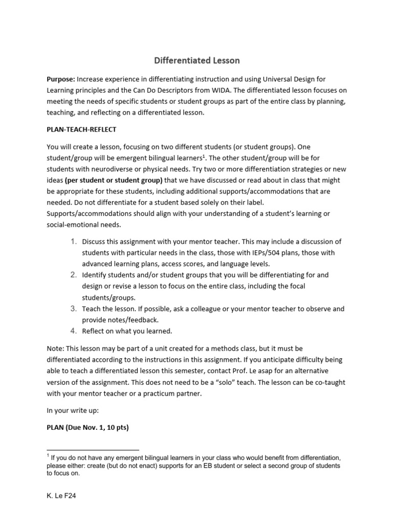 4 Differentiation Lesson | PDF | Lesson Plan | Teachers