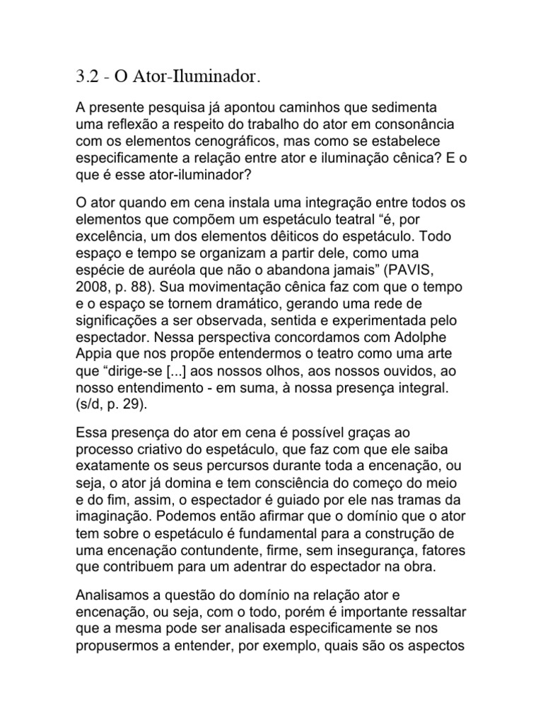 O Ator Iluminador - Luiz Renato Gomes Moura | PDF | Ator | Pensamento O Ator Iluminador - Luiz Renato Gomes Moura | PDF | Ator | Pensamento