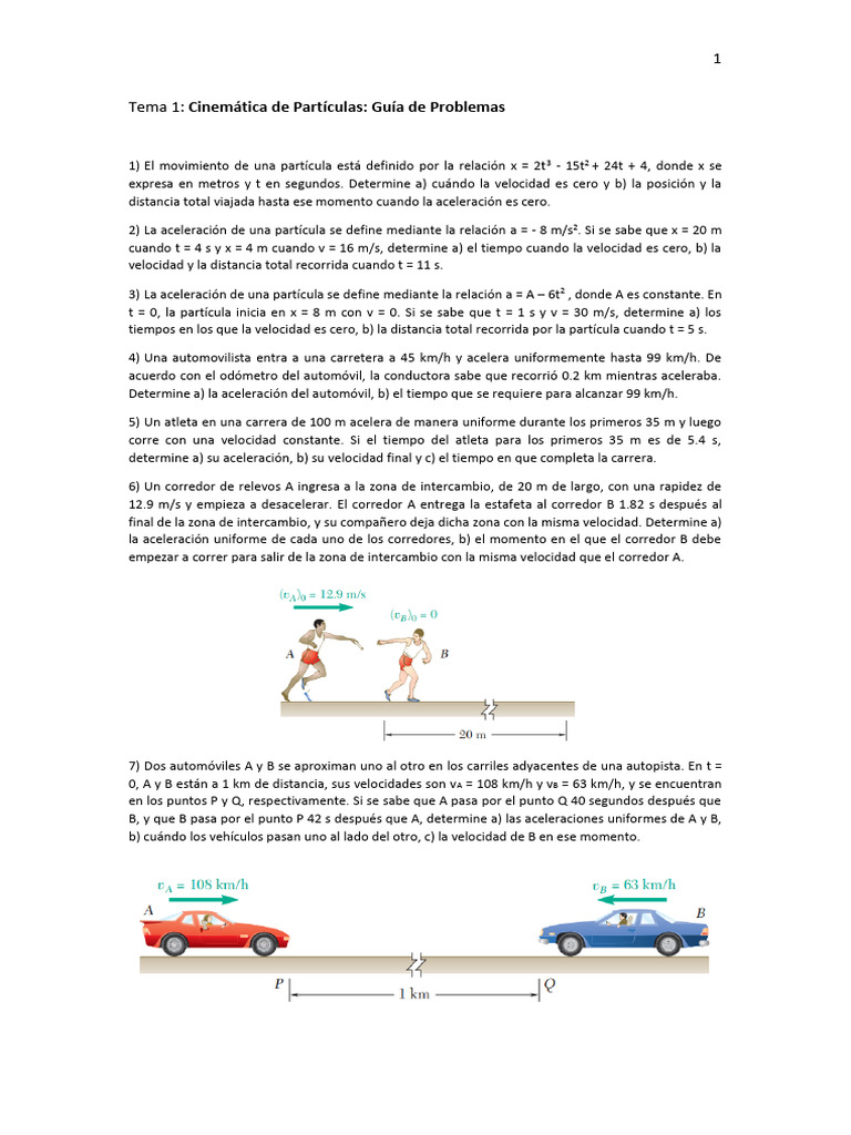 Cinematica Tema 1 | PDF | Aceleración | Velocidad